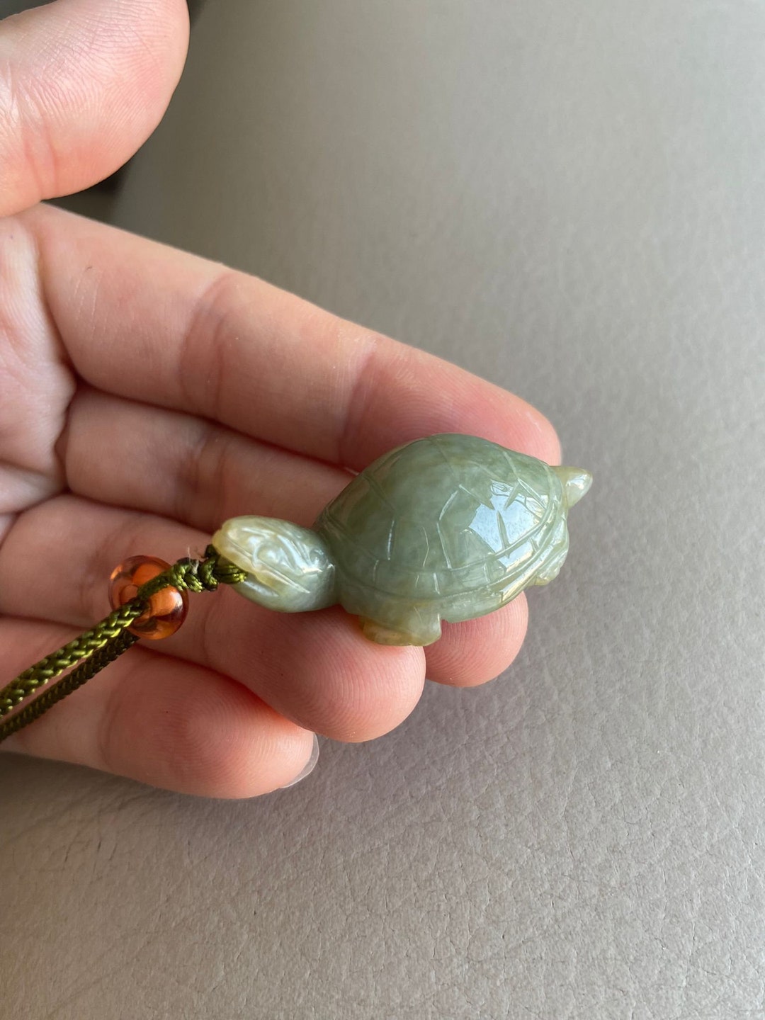Turtle Jadeite Jade Pendant, Light Green, Untreated Natural Grade A ...