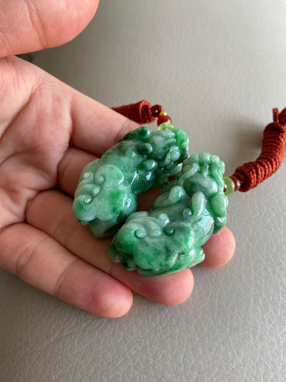 Pair Chinese Pixiu 貔貅 Jadeite Jade Pendant Light Green - Etsy