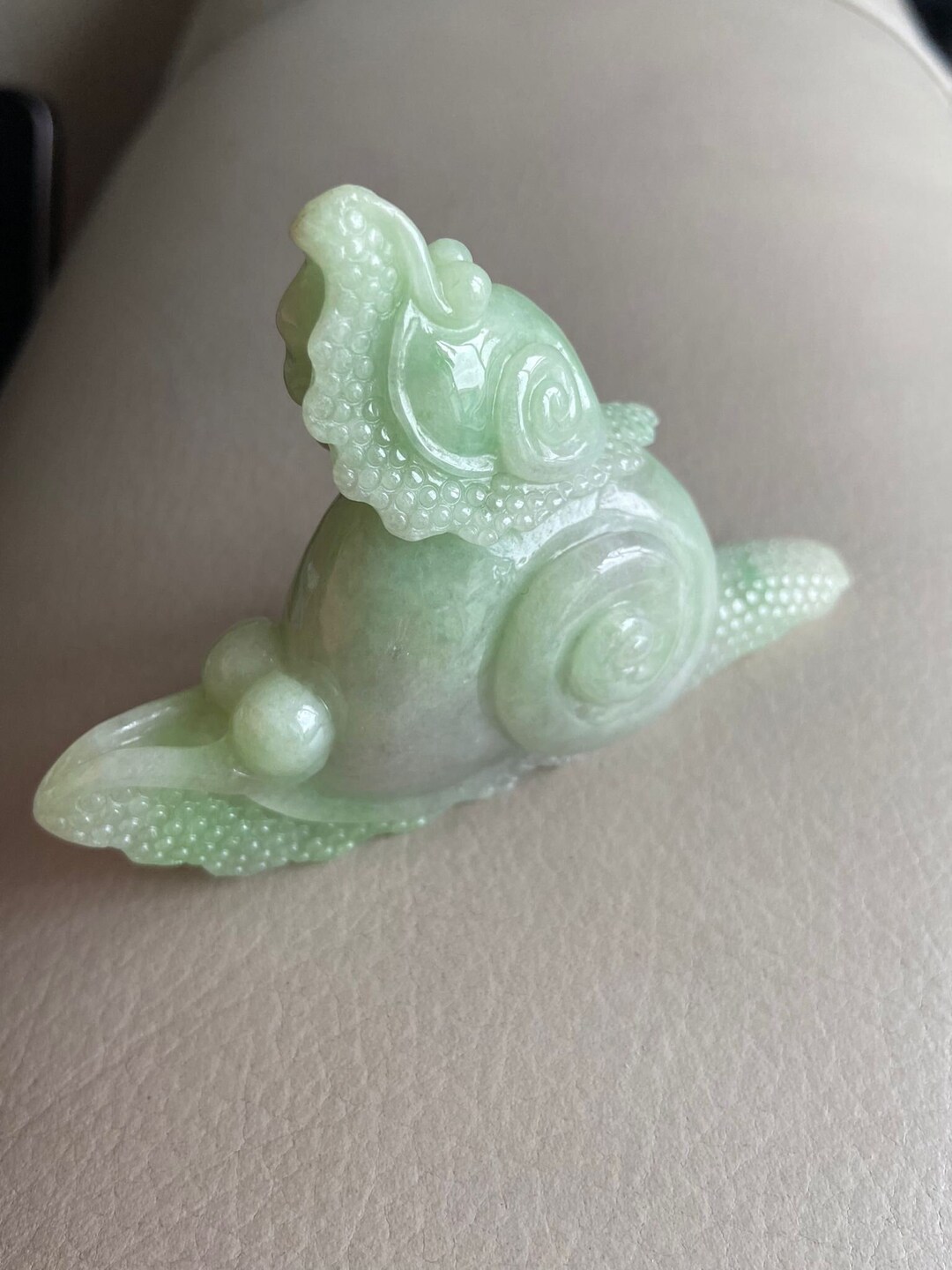 Snail Jadeite Jade Statue, Light Green, Natural Grade A Jade Certified ...