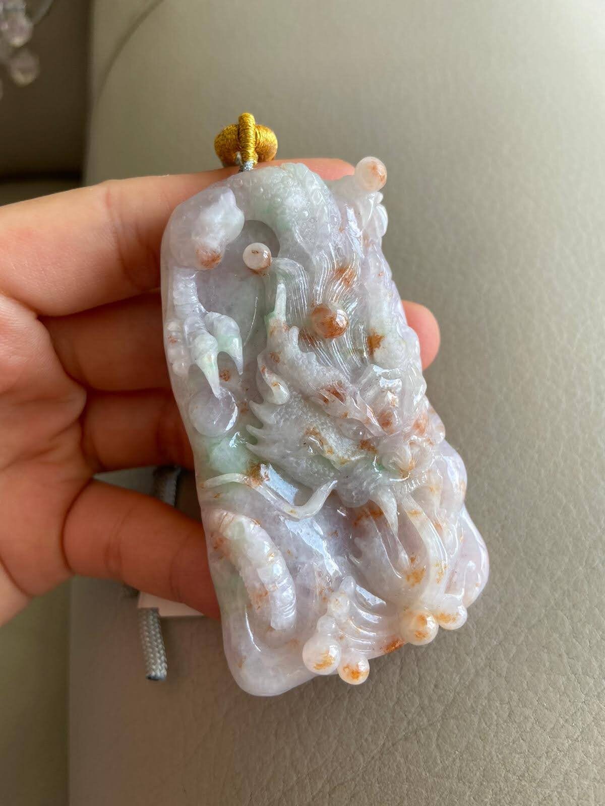 Chinese Dragon Jadeite Jade Pendant Light Lavender & Maroon - Etsy