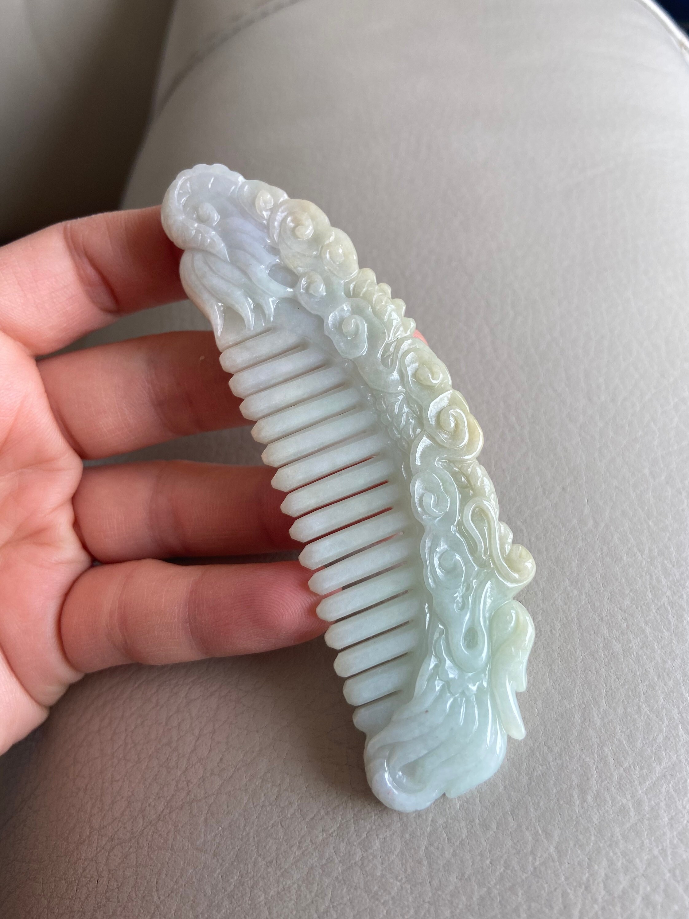 Jadeite Jade Comb, Light Green, Natural Grade A Jade, Burma Burmese ...