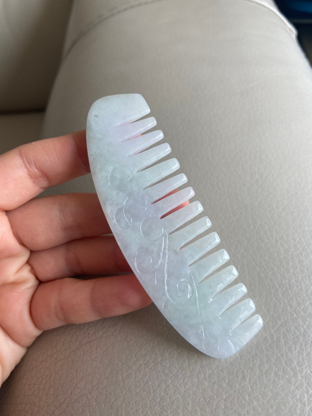 Peine de jadeíta, verde claro, jade natural de grado A, piedras ...