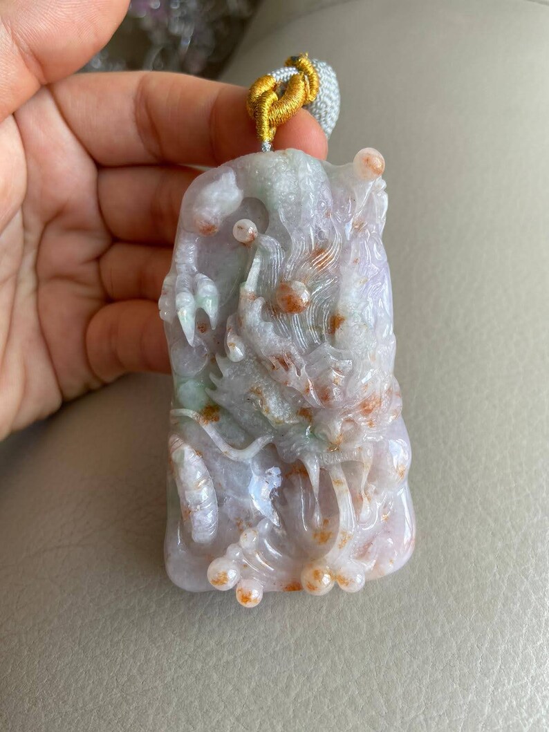 Chinese Dragon Jadeite Jade Pendant Light Lavender & Maroon - Etsy