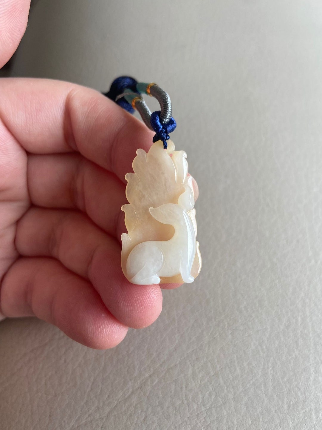 Nine-tailed Fox Jadeite Jade Pendant for Necklace Yellow - Etsy
