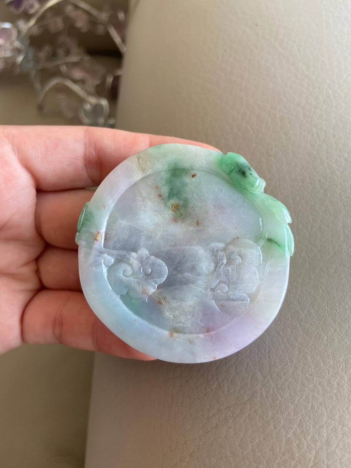 Peacock Jadeite Jade Pendant Light Green & Lavender Natural | Etsy