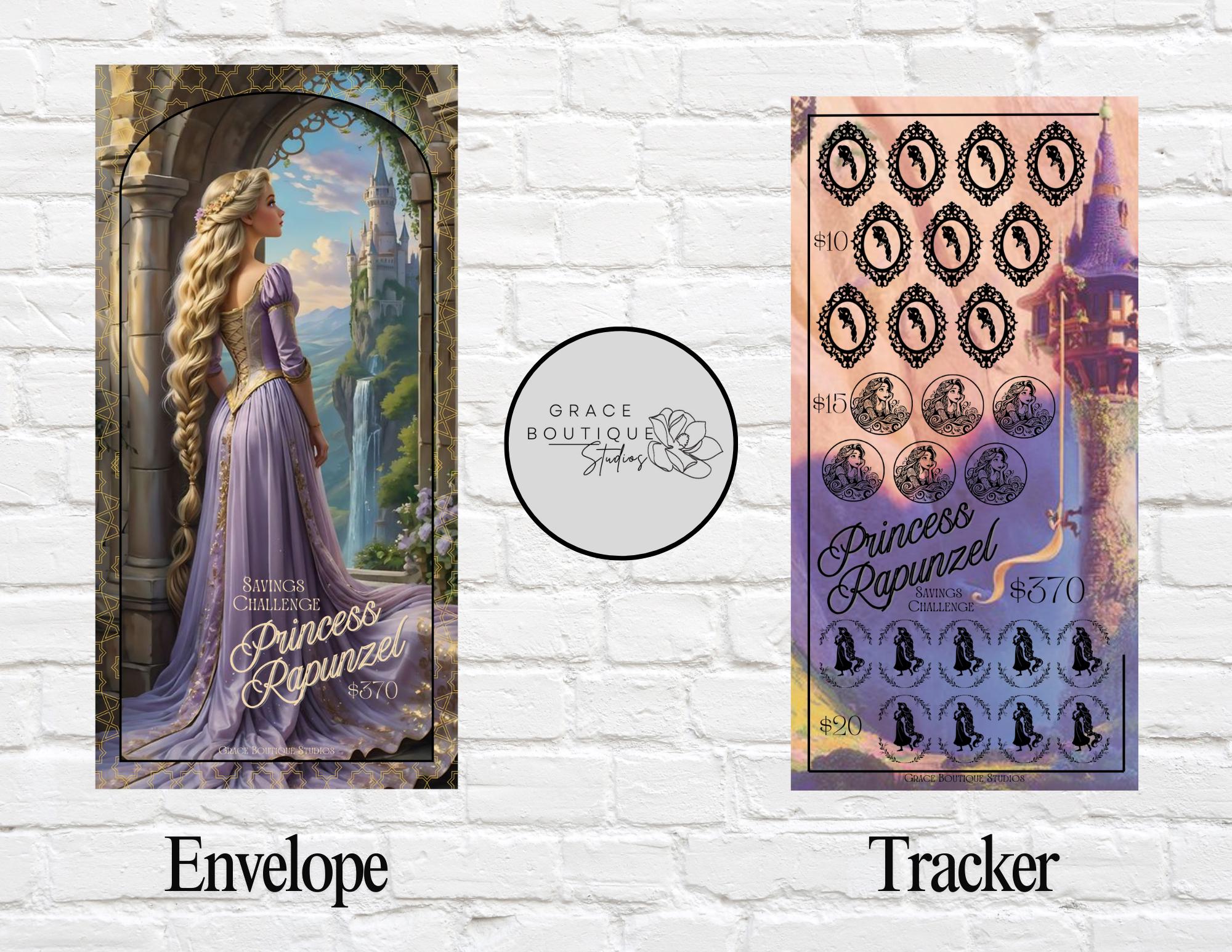Princess Rapunzel Saving Challenge Envelope and Tracker for A6 Binder ...