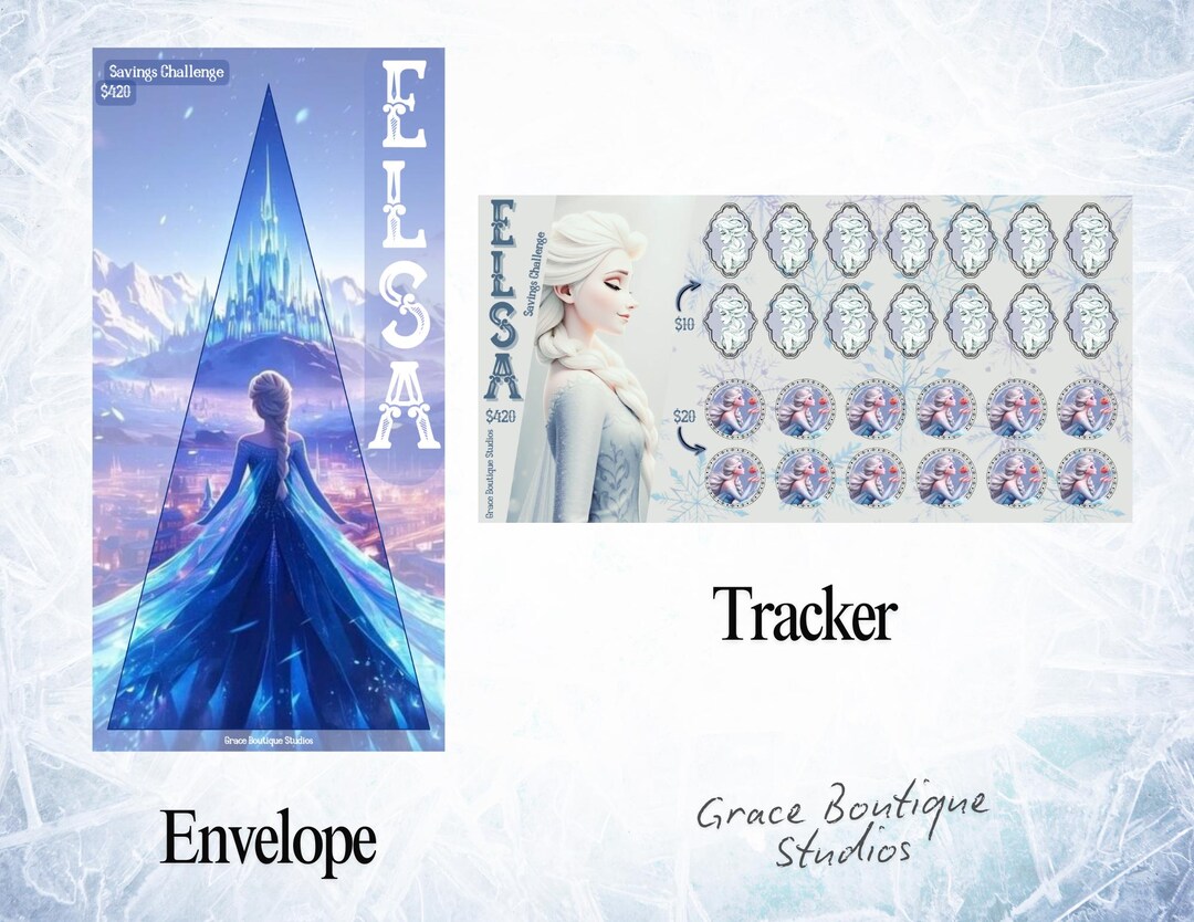 Princess Elsa Saving Challenge Bundle Envelope and Tracker for A6 ...