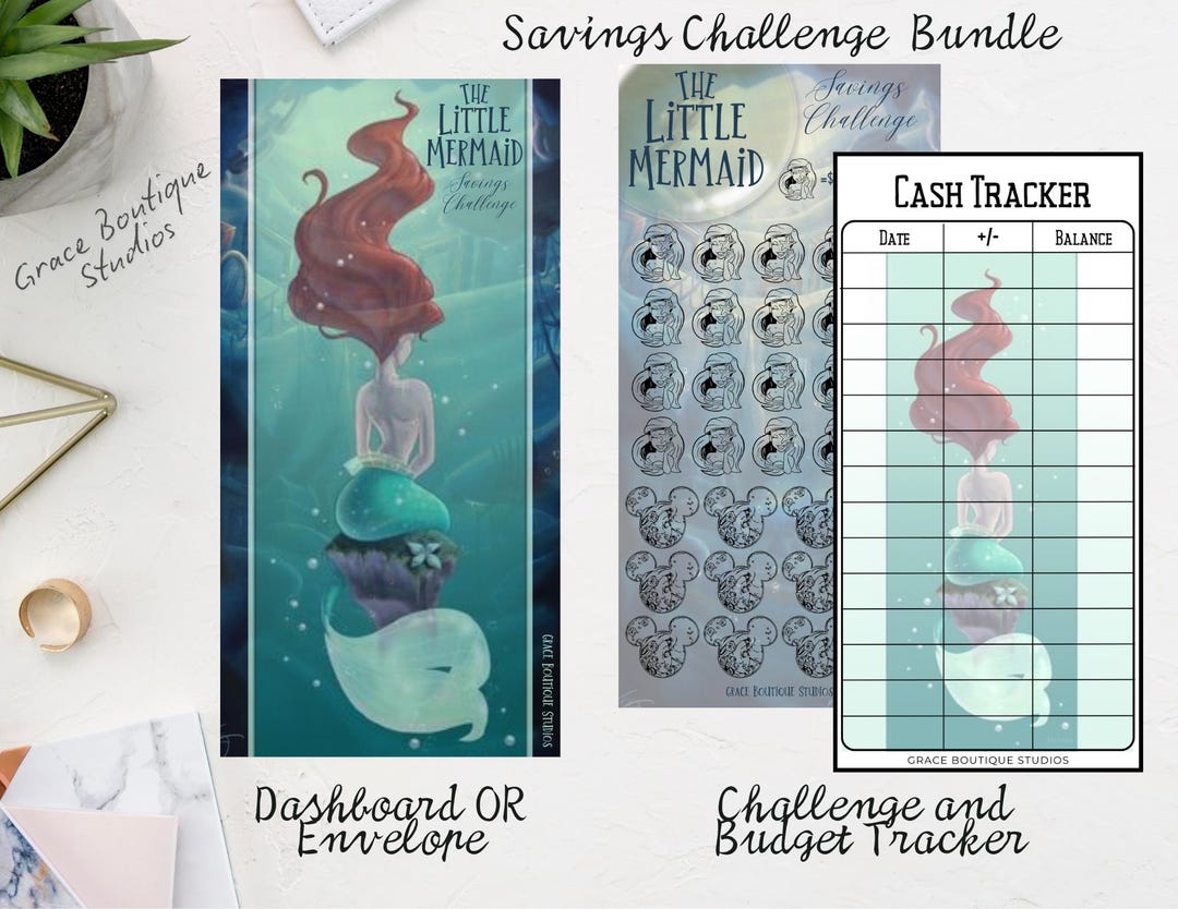 Little Mermaid Saving Bundle | Envelope OR Dashboard, Tracker, Budget ...
