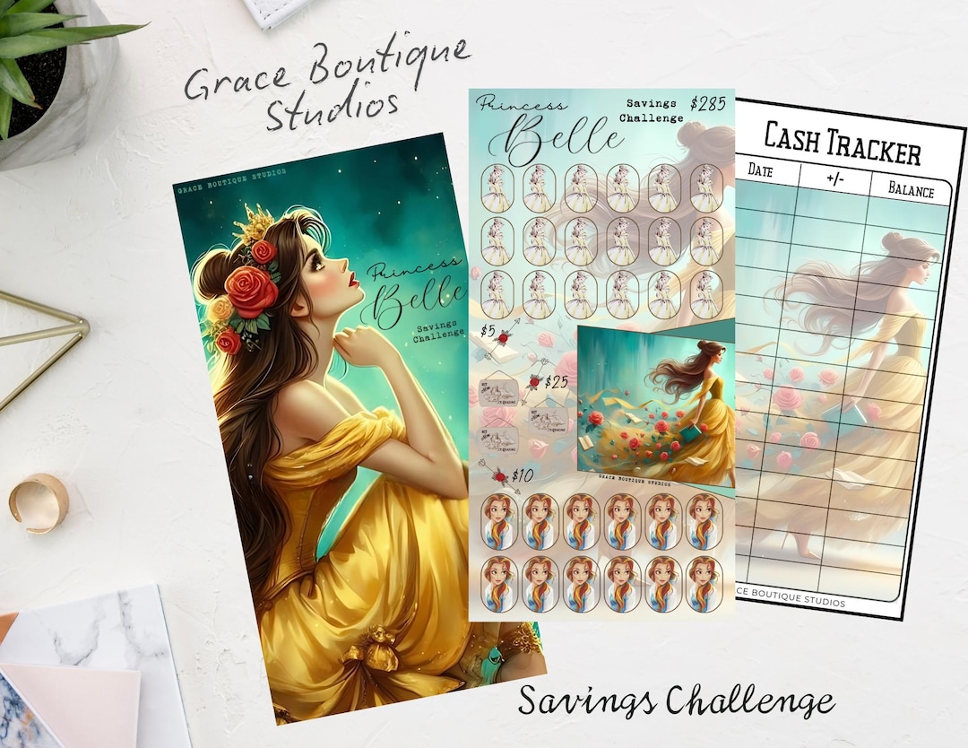 Princess Belle Saving Bundle | Envelope OR Dashboard, Tracker, Budget ...