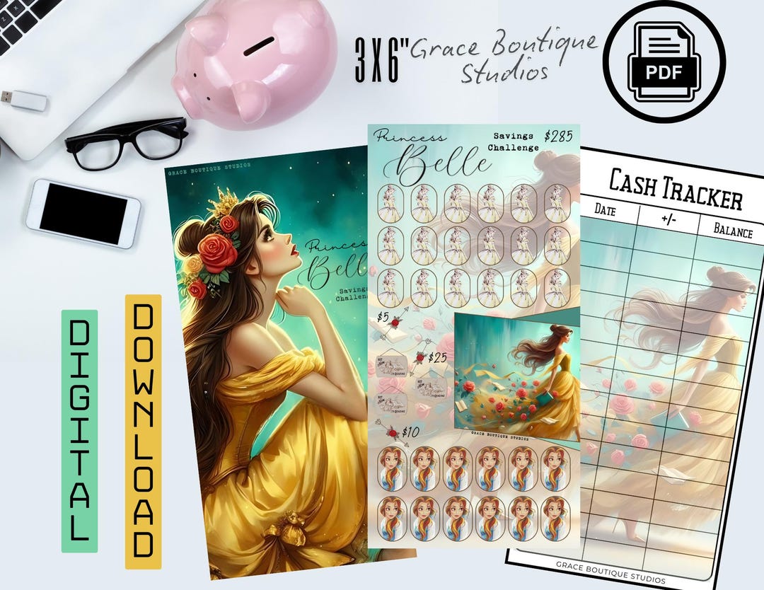 Princess Belle Saving Challenge Bundle | 3 X 6 Tracker, Dashboard ...