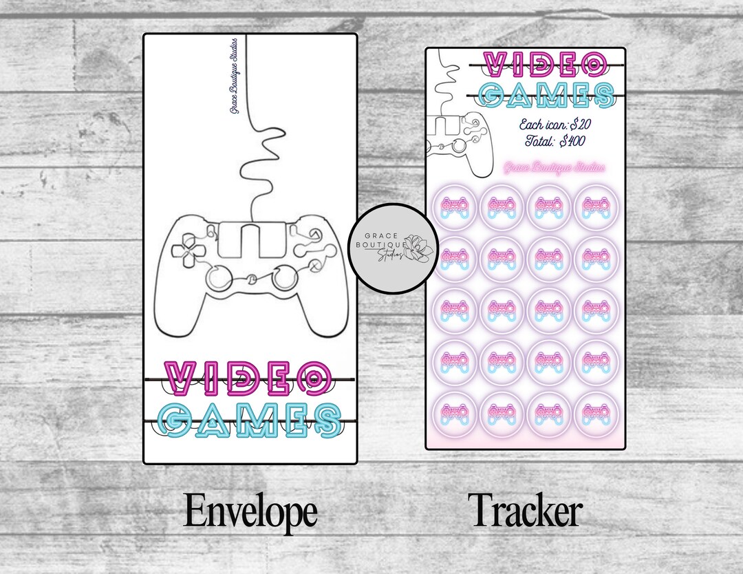 Video Game Saving Challenge Handmade Envelope and Tracker | A6 Binder ...