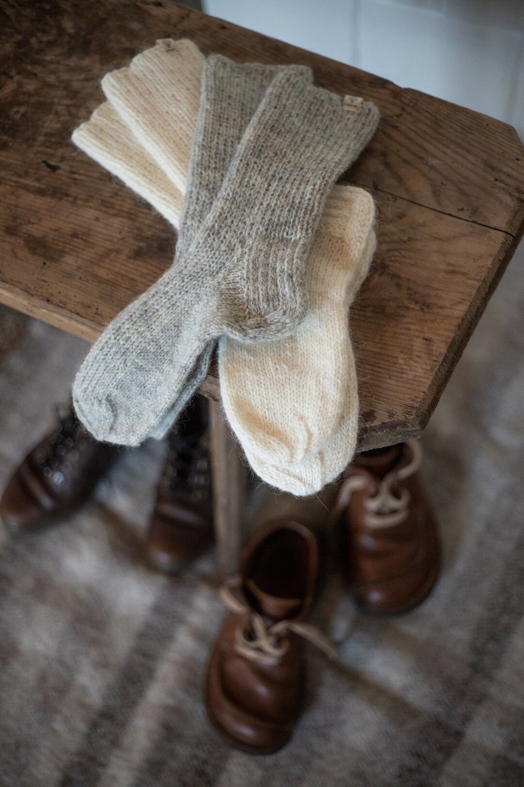 Hand Knitted Socks From Vintage Wool Yarn - Etsy