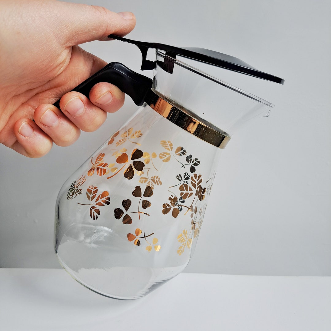 Stylish Vintage 60s Jaj Pyrex Coffee Pot Featuring the Gold Clover Leaf ...