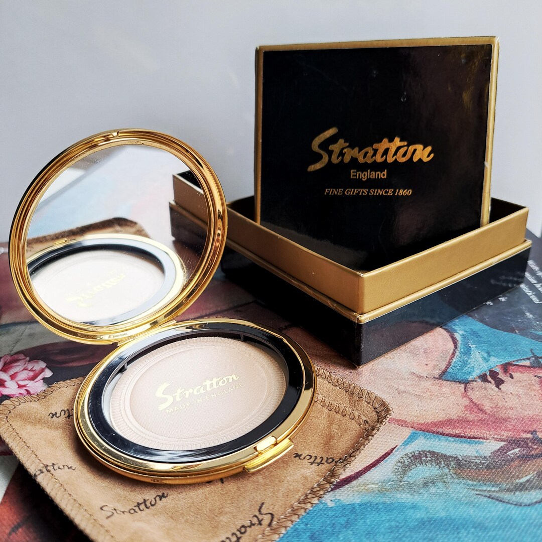 Vintage 1970s Stratton Powder Compact and Suede Case in Original ...