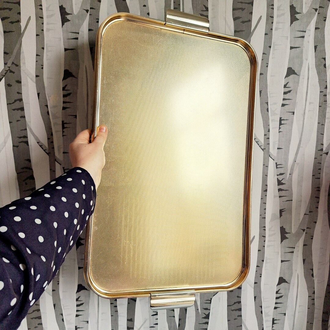 Very Large Midcentury Modern Gold Tray by Woodmet. Charming 1950s Metal ...
