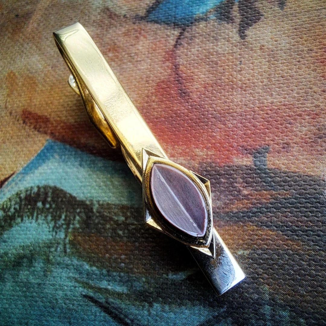 1950s Stratton nippy Clip Tie Bar, Gold Plated With a Decorative Deep ...