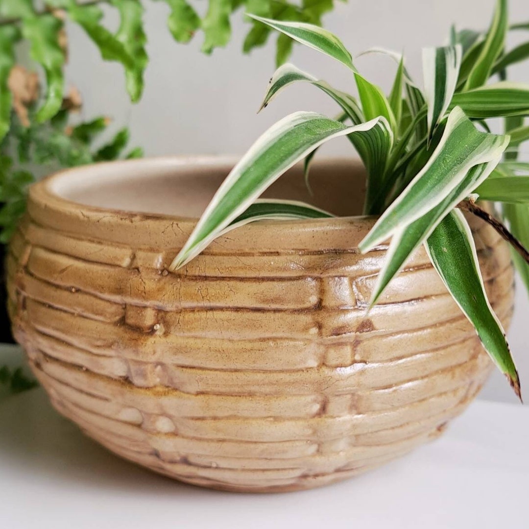 Ceramic 1930s Bulb Pot in the Shape of a Woven Basket. Vintage 30s ...