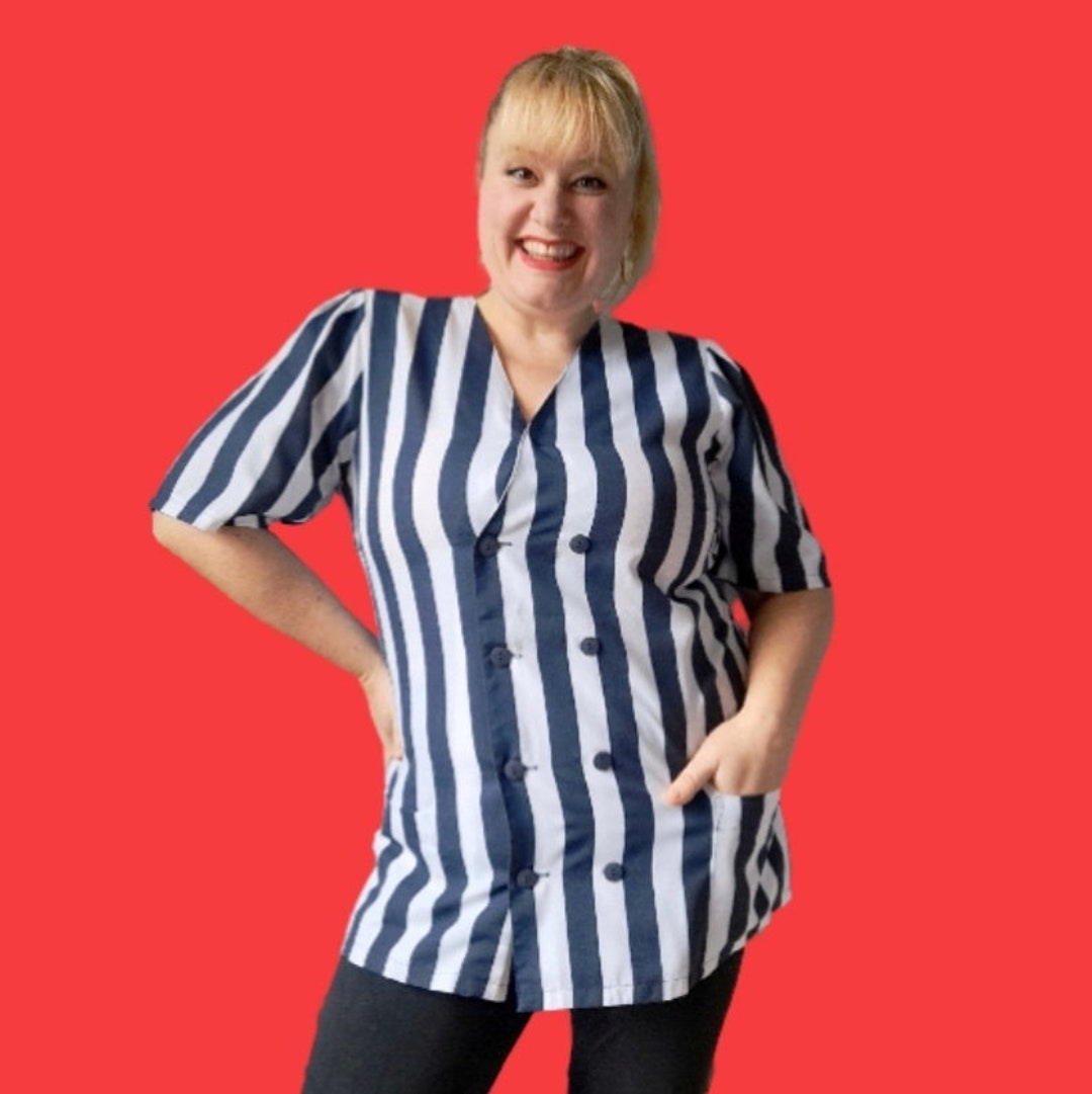 Plus Size Vintage Nautical, Double Breasted Tunic Top. Navy Blue and ...