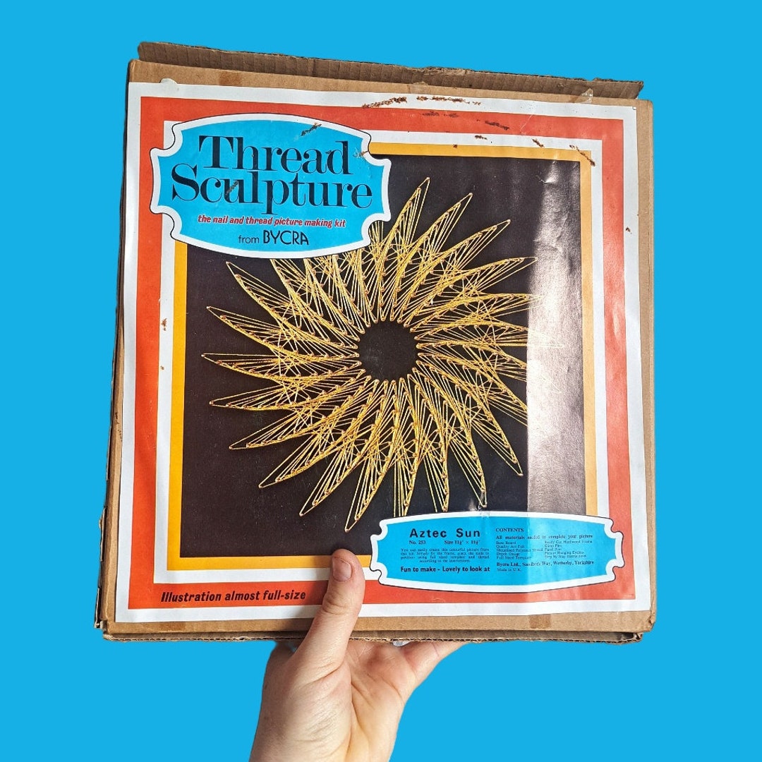 Vintage 1975 Bycra Aztec Sun Thread Sculpture Kit - Etsy