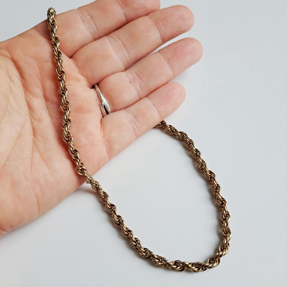 1970s vintage gold plated twisted rope chain necklace… - Gem