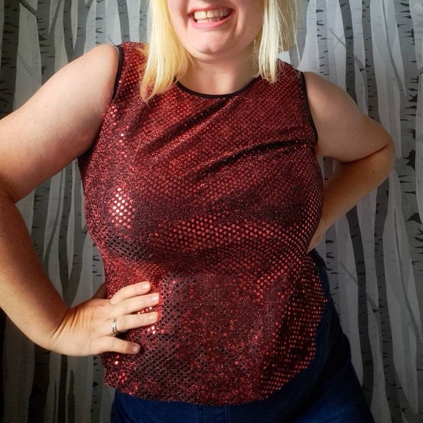 Red Sequin Top - Etsy