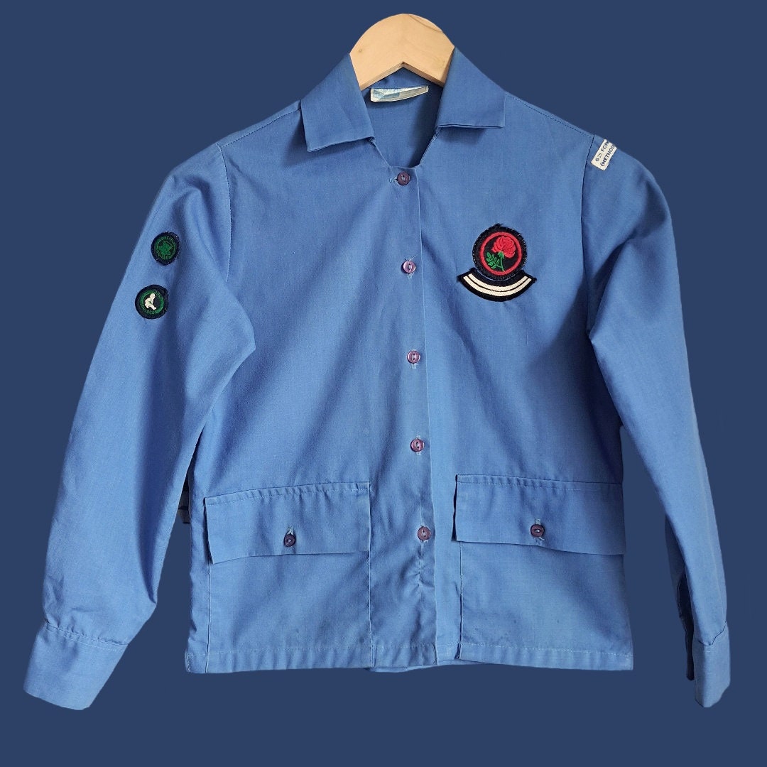 Vintage 1960s Girl Guide Uniform Blouse. Cotton/poly Blend Blue 60s ...