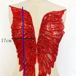 Angel Wing Lace Applique Organza Rhinestone Appliques With 3D Beads ...
