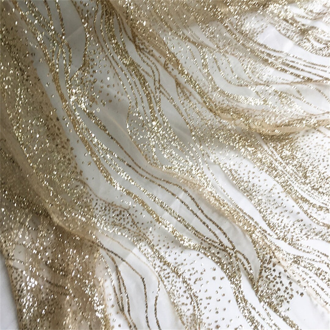 Wave Glitter Lace Fabric Soft Tulle Lace Mesh With Rhinestone for Girl ...