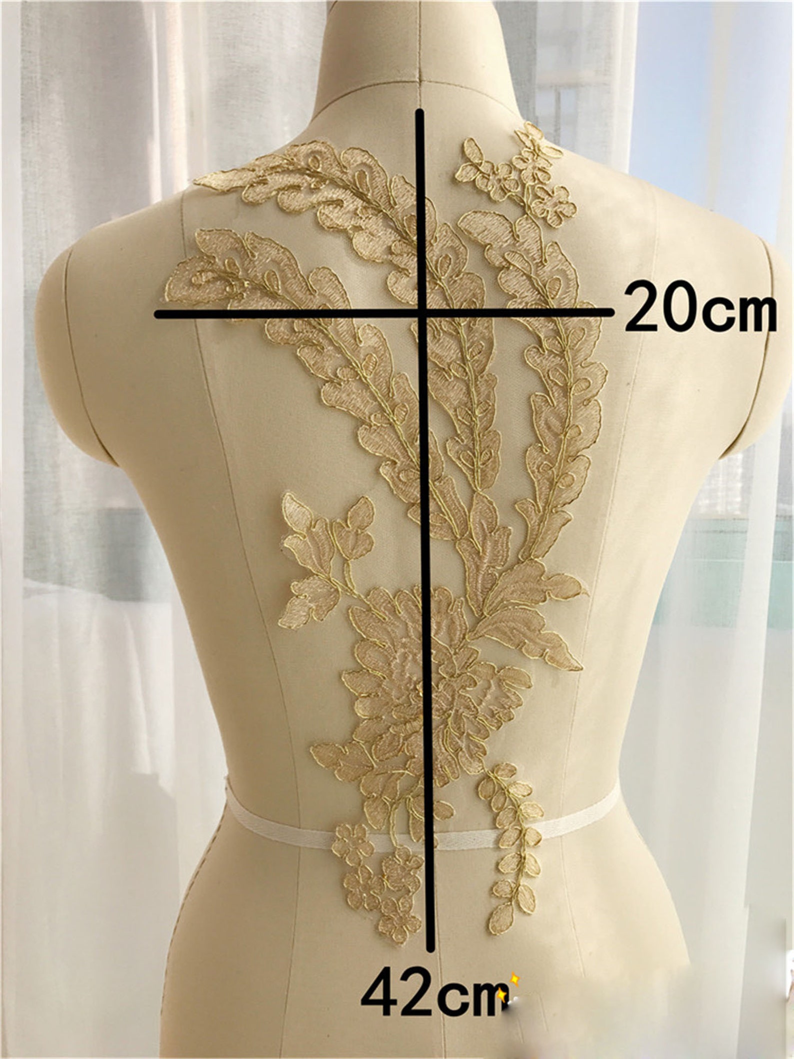 Corded Lace Applique Leaves Embroidery Lace Patch for Bridal Wedding ...
