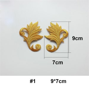 Gold Lace Applique Embroidery Patch for Bridal Dress Embellishment ...