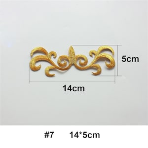 Gold Lace Applique Embroidery Patch for Bridal Dress Embellishment ...