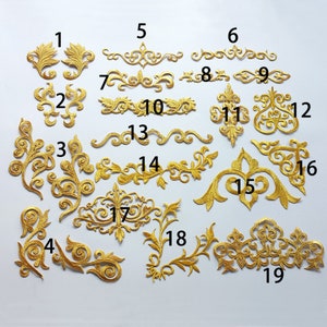 Gold Lace Applique Embroidery Patch for Bridal Dress Embellishment ...