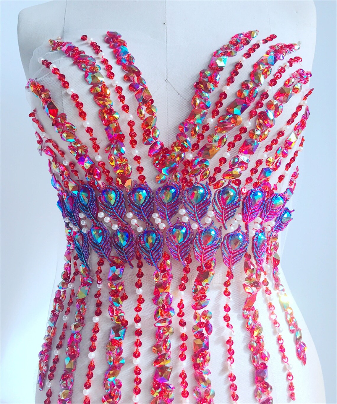 Handmade Bodice Rhinestone Appliques Colorful Lace Applique - Etsy