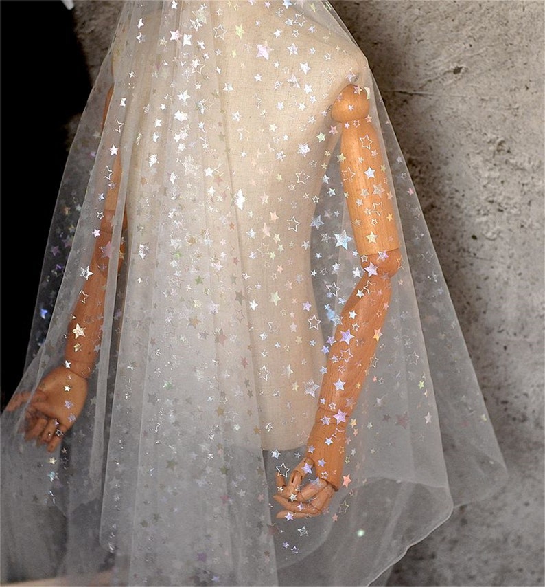 Star Print Lace Fabric Starry Sky Tulle Lace Mesh for Girl Princess ...