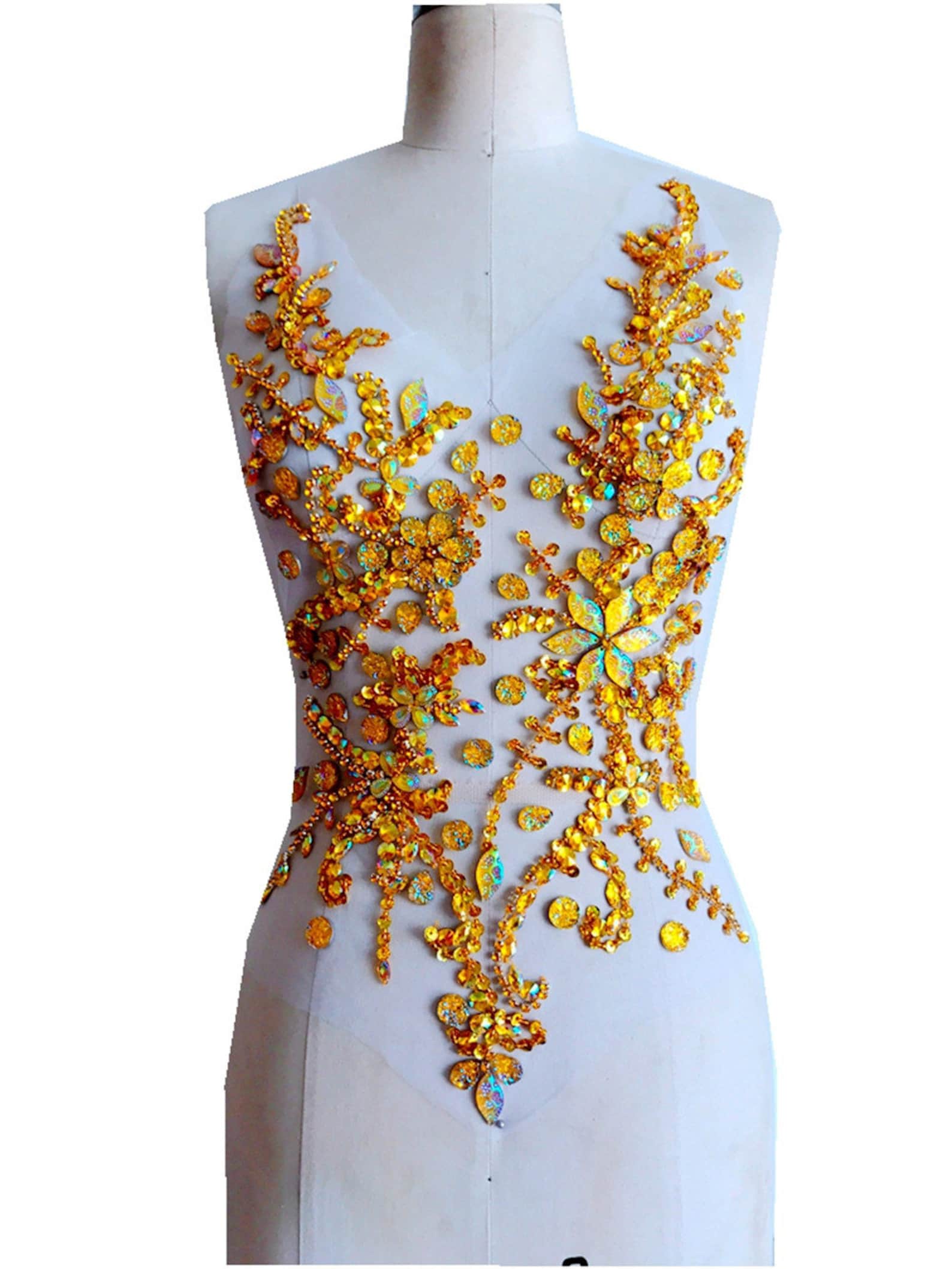 Sparkling Bodice Rhinestone Appliques Lace Applique With Beads Sequin ...