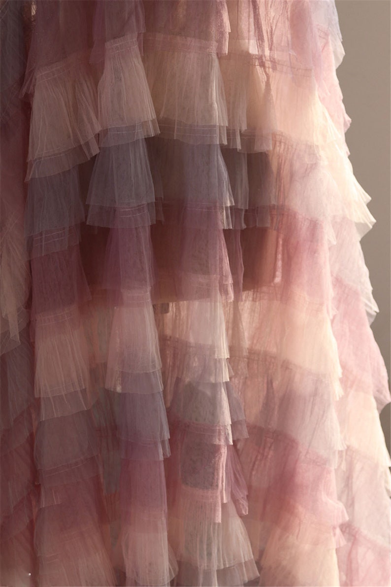 Gradient Pleated Lace Fabric Folded Tulle Lace Mesh for Girl Cake Dress ...