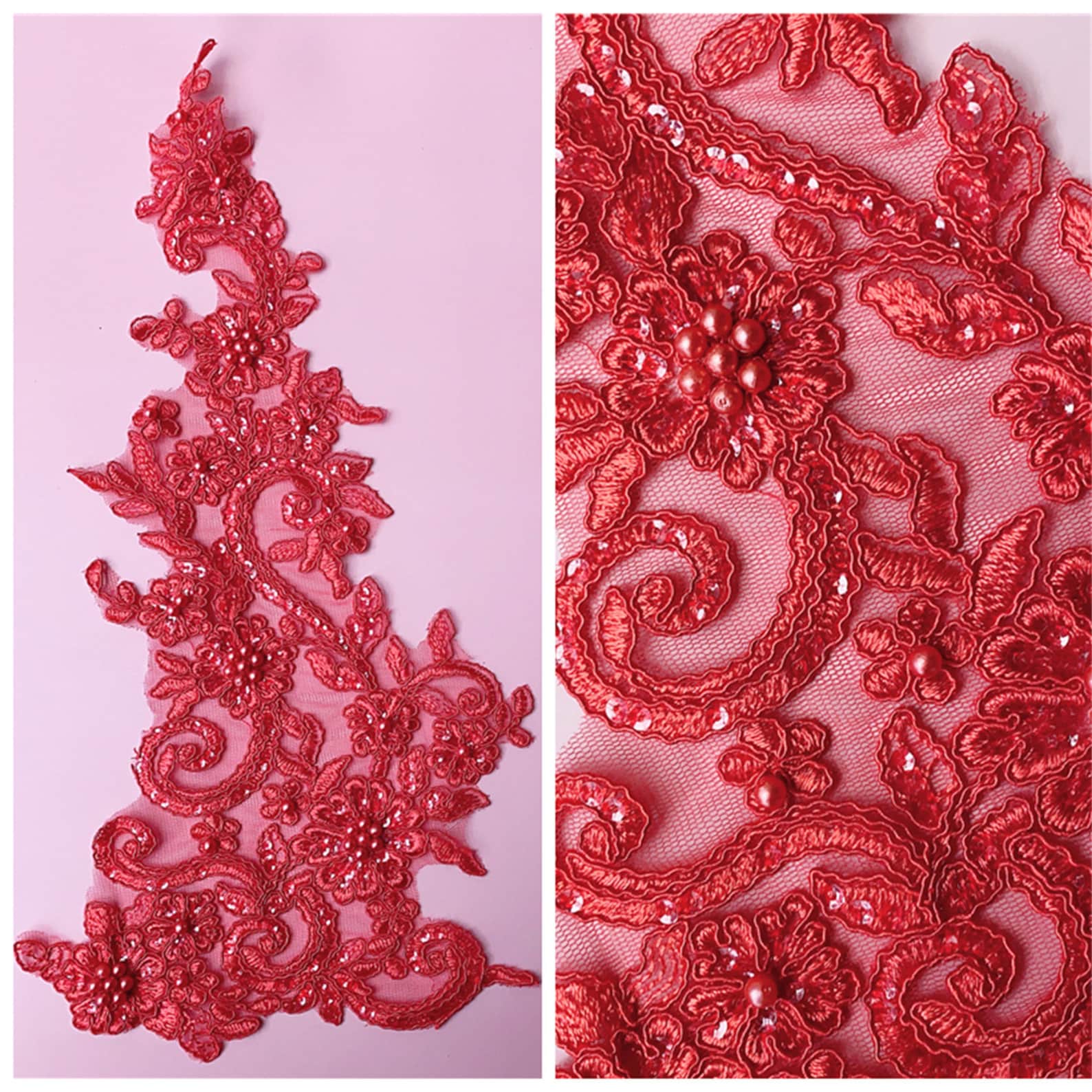 11 Colors Corded Embroidery Lace Applique Lace Patch With Pearl Sequin ...