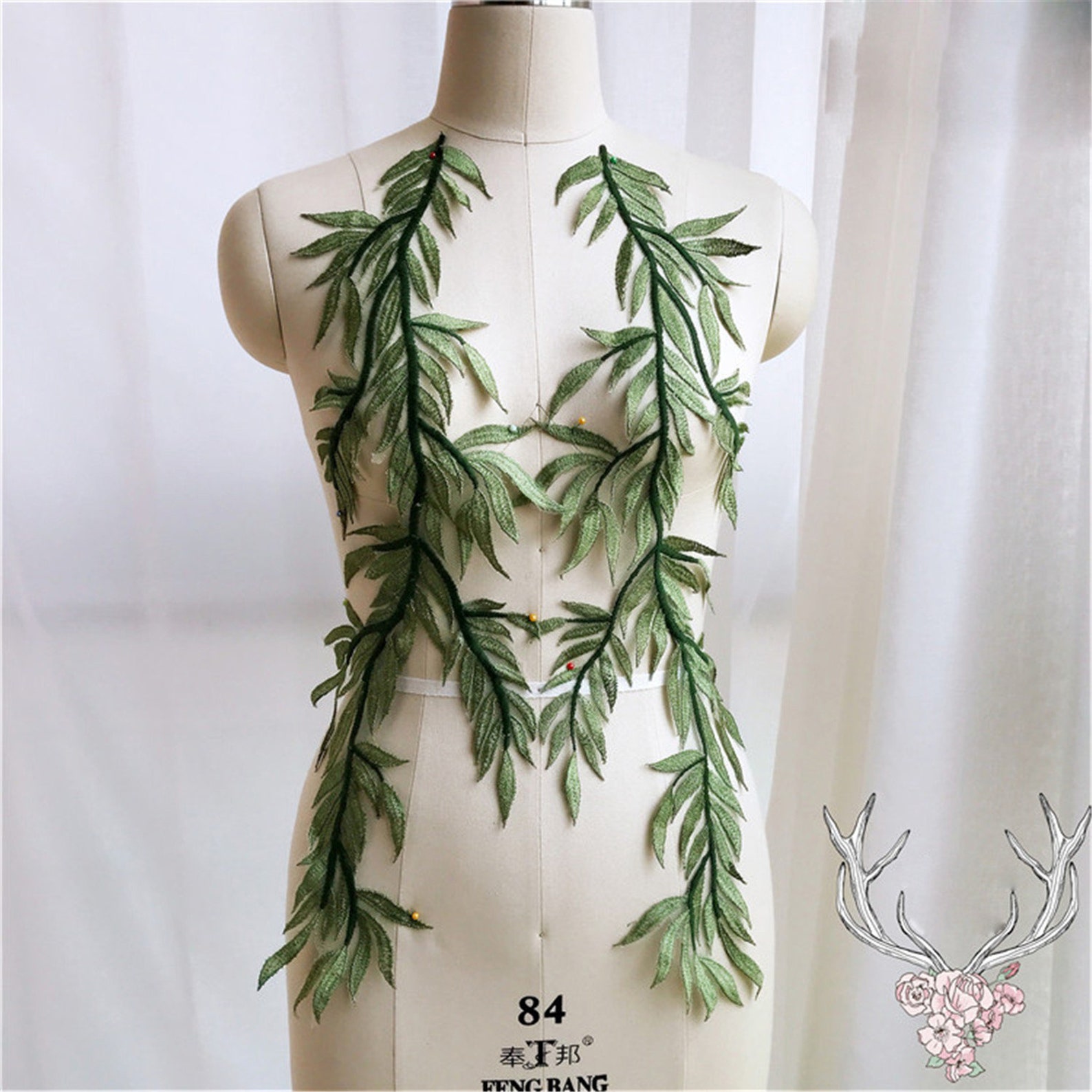 Leaves Lace Applique Embroidery Lace Patch for Bridal Wedding Dress ...