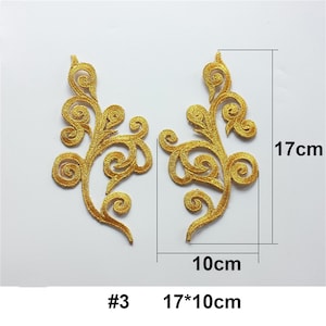 Gold Lace Applique Embroidery Patch for Bridal Dress Embellishment ...