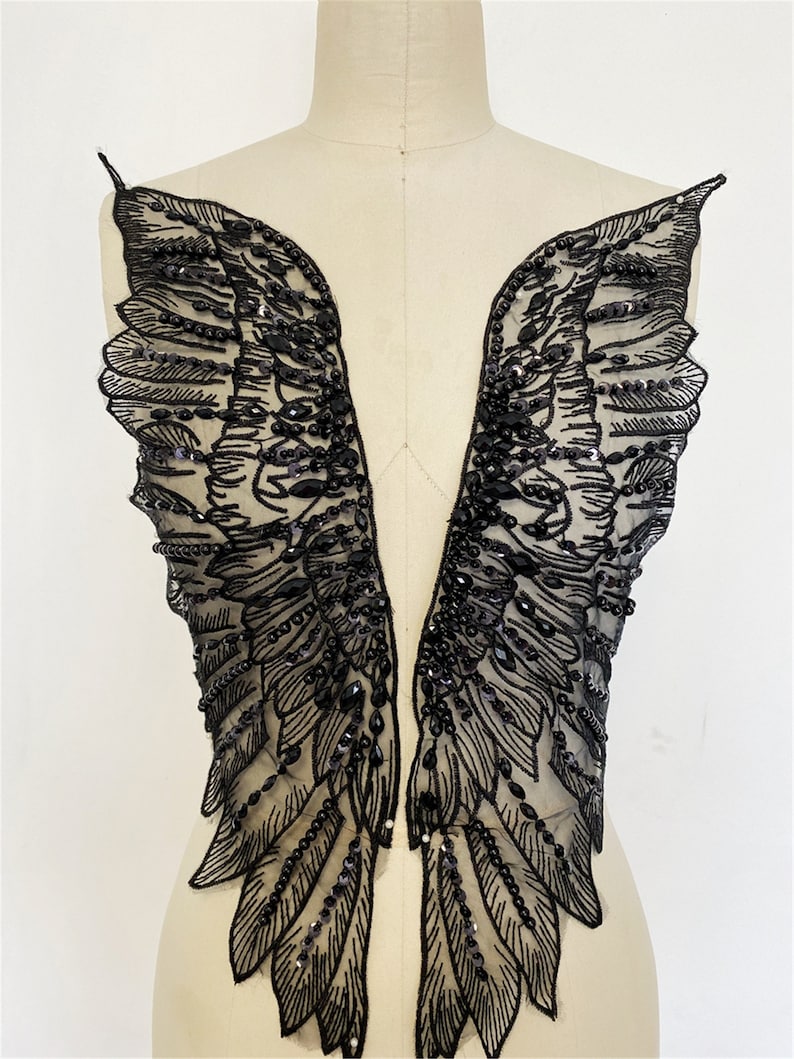 Angel Wing Lace Applique Organza Rhinestone Appliques With 3D - Etsy
