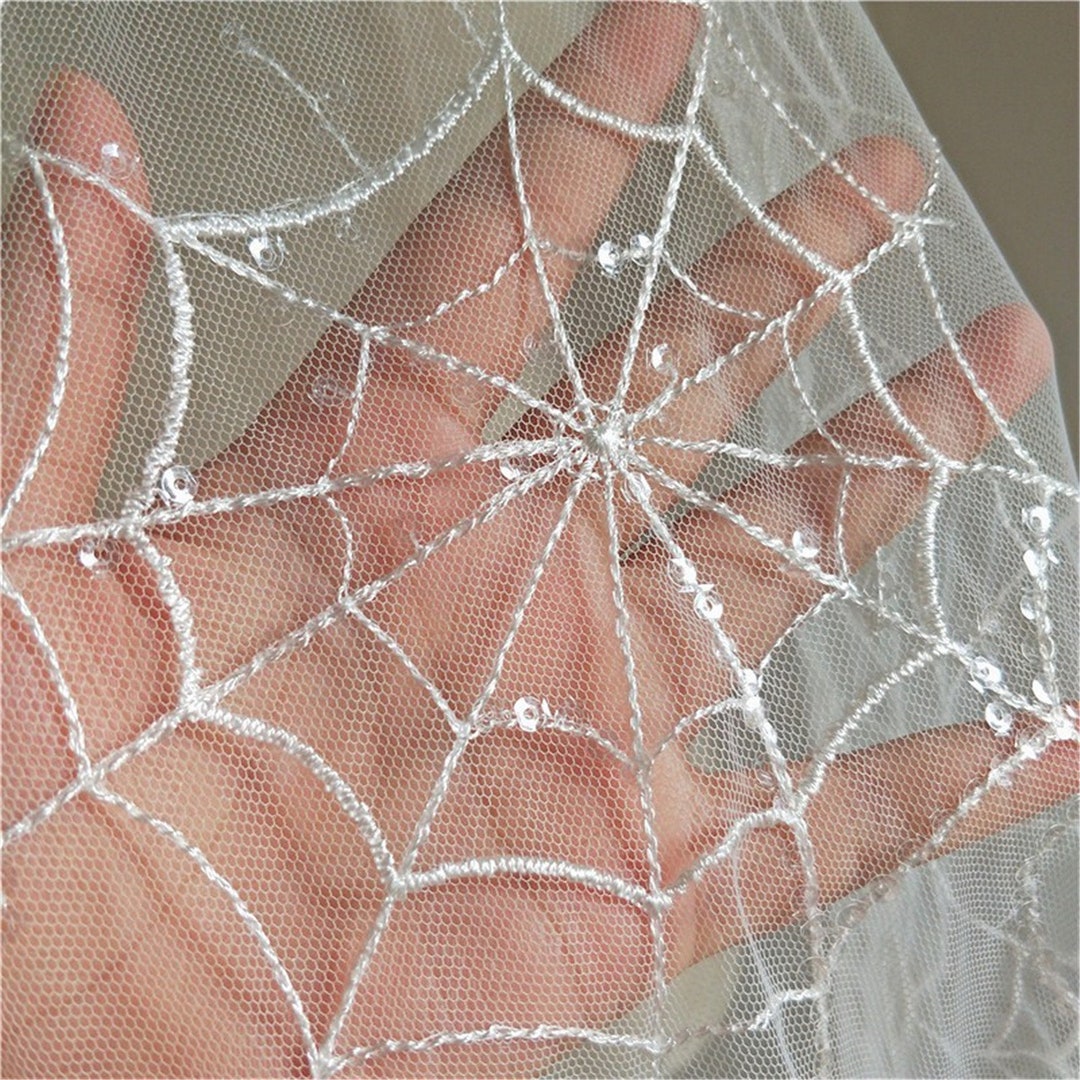 Sequin Spider Web Lace Fabric Floral Embroidery Tulle Trims for Bridal ...
