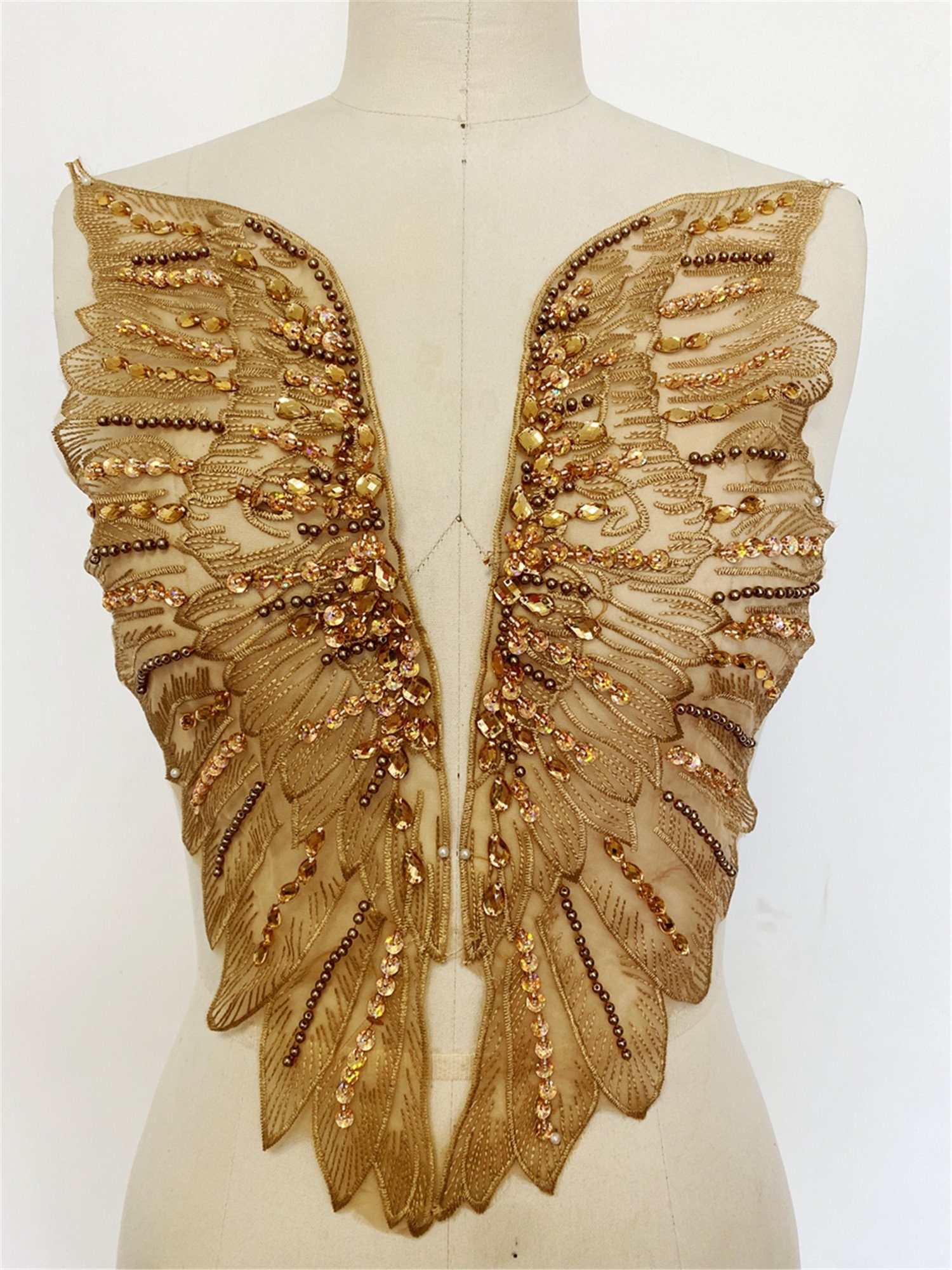 Angel Wing Lace Applique Organza Rhinestone Appliques With 3D - Etsy UK