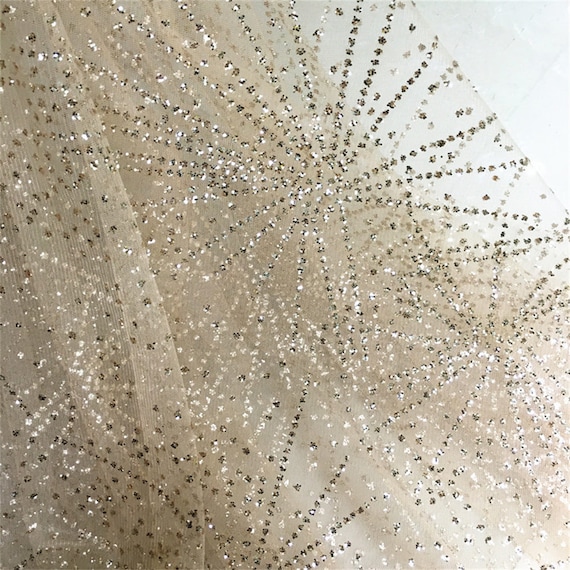 Champagne Lace Fabric Soft Tulle Lace Mesh With Sequin for - Etsy