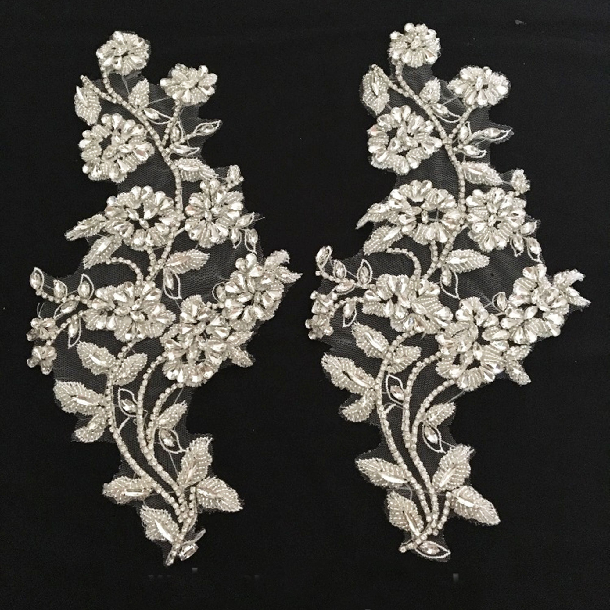 Silver Rhinestone Applique Crystal Diamante Patch for Bridal Couture ...