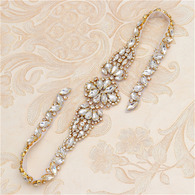 Sparkling Rhinestone Bridal Sash Trim Chain Diamante Appliques DIY Iron ...