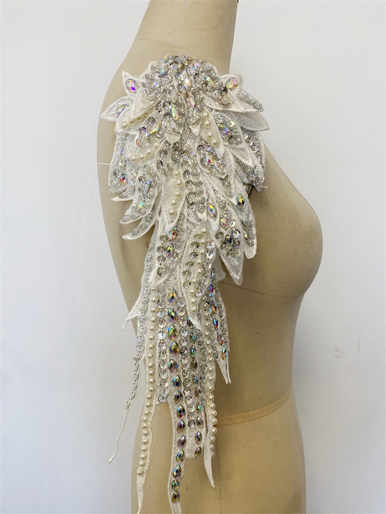 Angel Wing Rhinestone Applique Bodice Lace Appliques for | Etsy