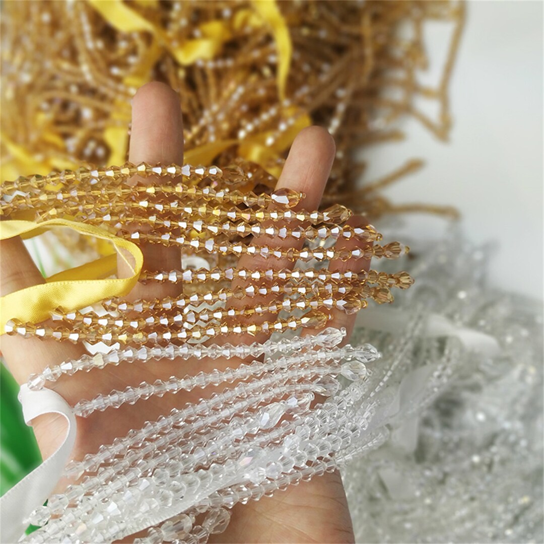 Dangling Beaded Trim Tassel Crystal Fringe Lace Trim for Bridal Dress ...