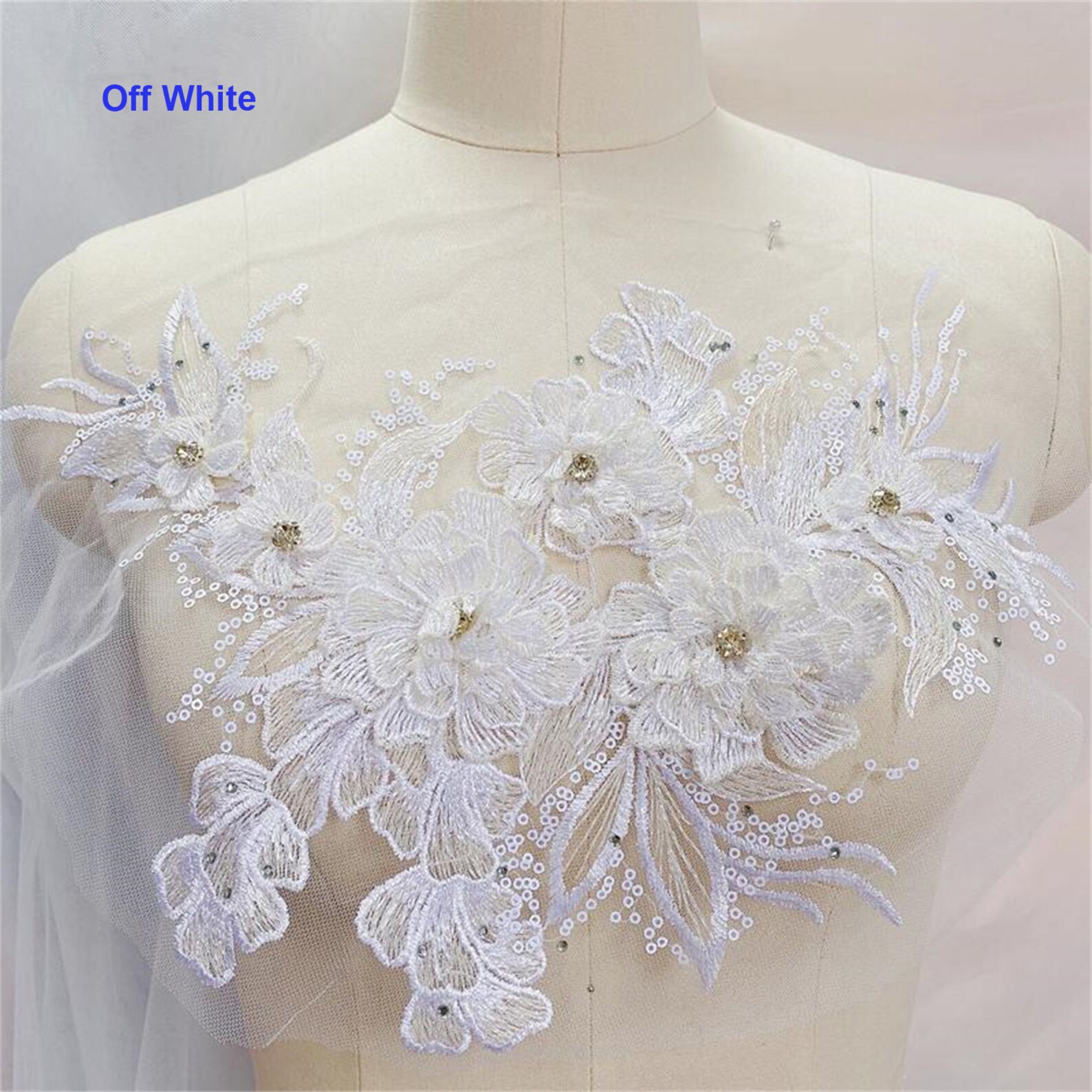 9 Colors Lace Applique 3D Flower Embroidery Lace Patch With Sequin for ...