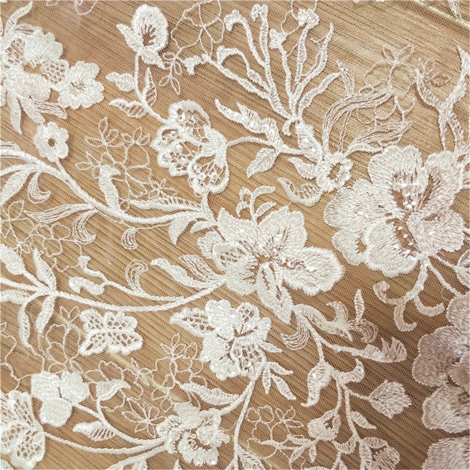Leaves Lace Fabric Floral Embroidery Applique Trims for Bridal - Etsy