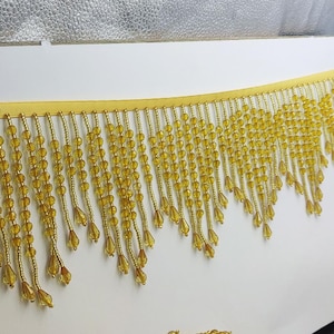 Dangling Heavy Beads Trim Tassel Wave Crystal Drape Fringe Trim for ...